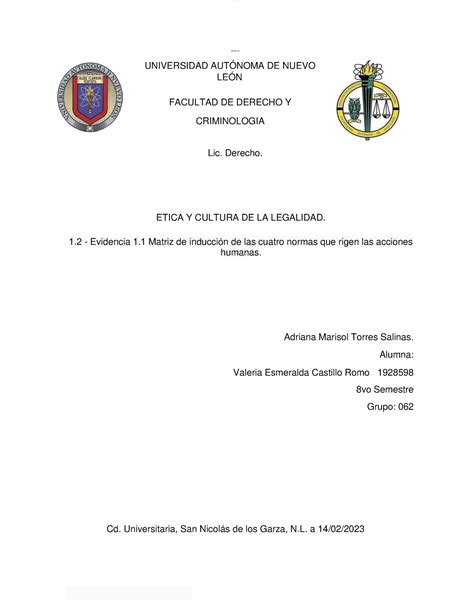 ETICA Y CULTURA DE LA LEGALIDAD 1 2 Evidencia 1 1 Matriz De