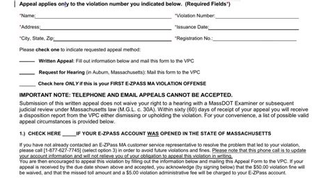 Toll Violation Appeal Letter Sample Peacecommission K