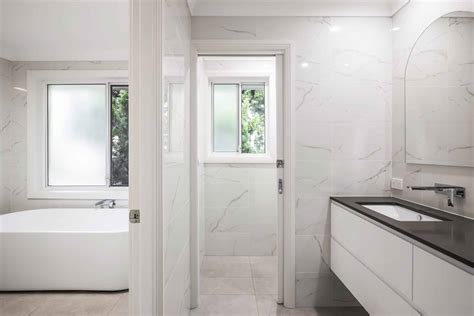Ensuite With Porcelain Marble Pattern Tiles Nouvelle Designer Kitchens