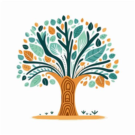 Creative Tree Doodle With Trunk Crown And Leaves Premium Ai Generated