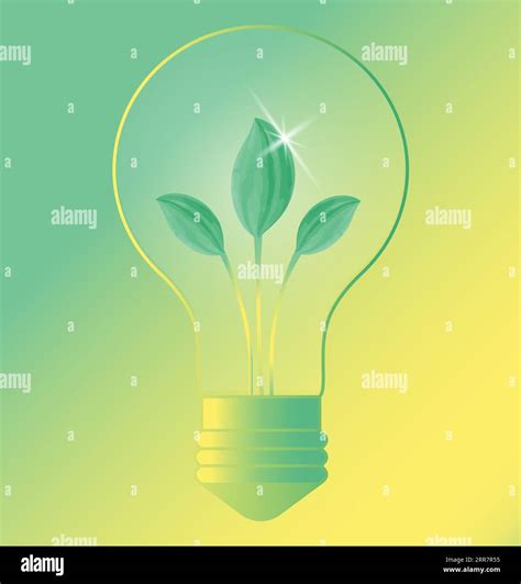 Sustainable Ecological Energy Icon Shining Electric Ecology Light Bulb