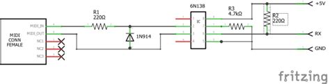 Diy Midi Receive Schem Simple Diy Electronic Music Projects