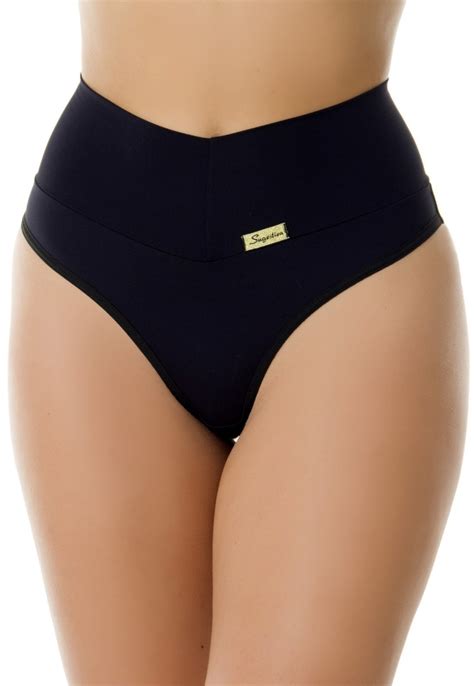 Kit 10 Calcinha Cinta Modeladora Cós Alto Fio Dental Duplo Cintura Alta