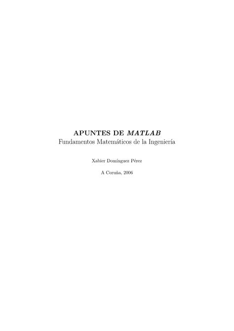 Apuntes De Matlab Apuntes De Matlab Fundamentos Matem ́aticos De La