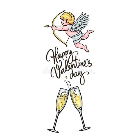 Sketch Of Cute Funny Cupid Aiming A Bow And Arrow Valentines Day Love