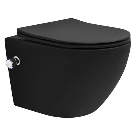 Wc Suspendu Chasse D Eau Tornado Fonction Bidet Noir Mat Avec Siège