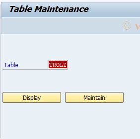 OVLF SAP Tcode C SD Tab TROLZ