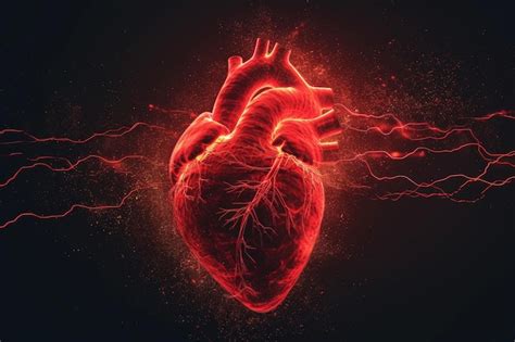 Premium Photo Abstract Human Heart Shape With Red Cardio Pulse Line