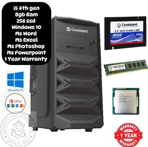 I5 4th Gen 8gb Ram 256gb Ssd Window 10 Office Package Installed Np