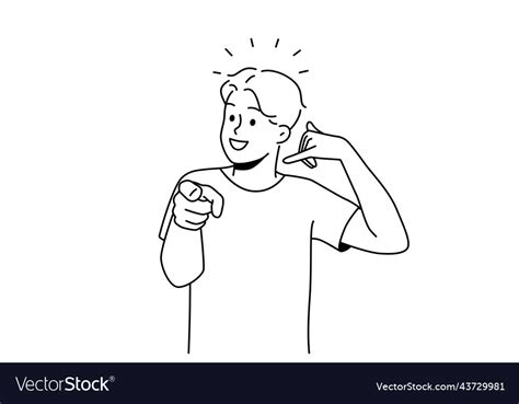 Smiling Guy Make Callback Gesture Royalty Free Vector Image