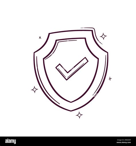 Hand Drawn Shield With Check Mark Doodle Vector Sketch Illustration