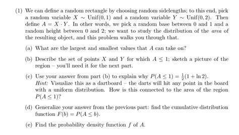 Solved 1 We Can Define A Random Rectangle By Choosing