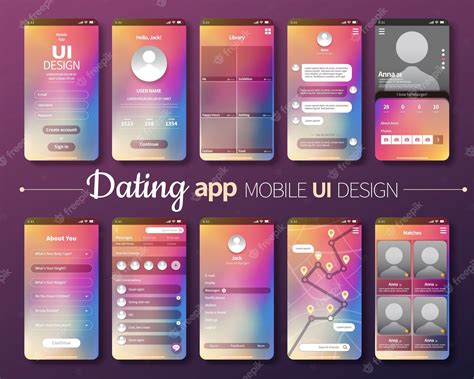 Premium Vector Dating App Mobile Ui Design With Laser Gradient Background