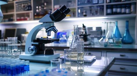 Advanced Scientific Laboratory With Microscope Premium Ai Generated Image