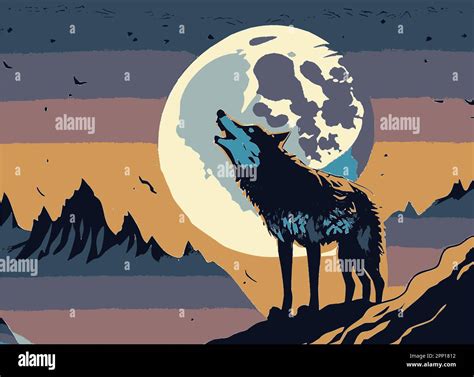 Wolf Howling At The Moon Drawing