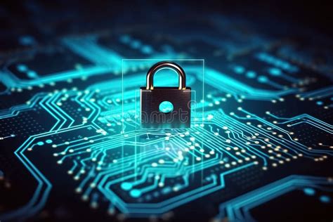 Cyber Security Concept With Circuit Board And Padlock Stock Illustration Illustration Of