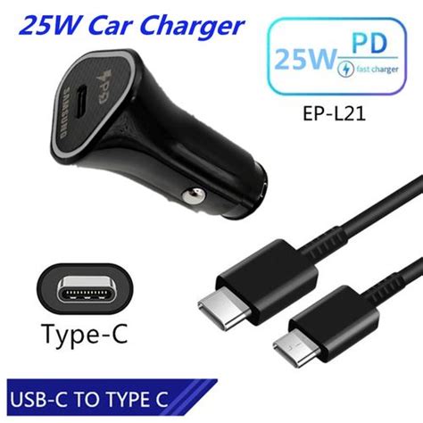 Samsung Chargeur De Voiture Usb C Chargeur Super Rapide 25w Pd Fiche