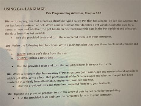 Solved Using C Language Pair Programming Activities