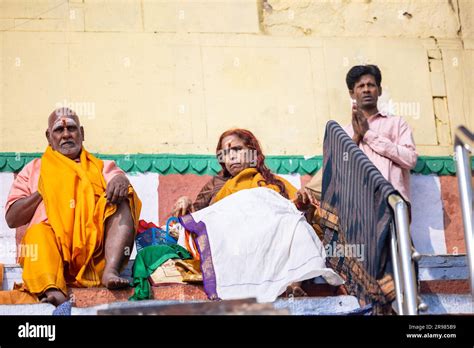 Portrait Of Unidentified Indian Holy Sadhu Male Sittings At Kedar Ghat