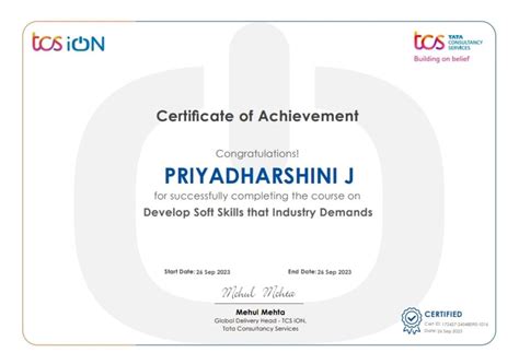Softskills Professionaldevelopment Tcsion Careergrowth Priyadharshini J