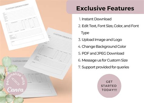 Printable Custom Order Form Template For Small Business Custom Etsy