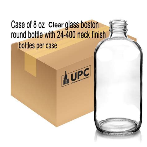 8 Oz Clear Glass Boston Round Bottle With 24 400 Neck Finish
