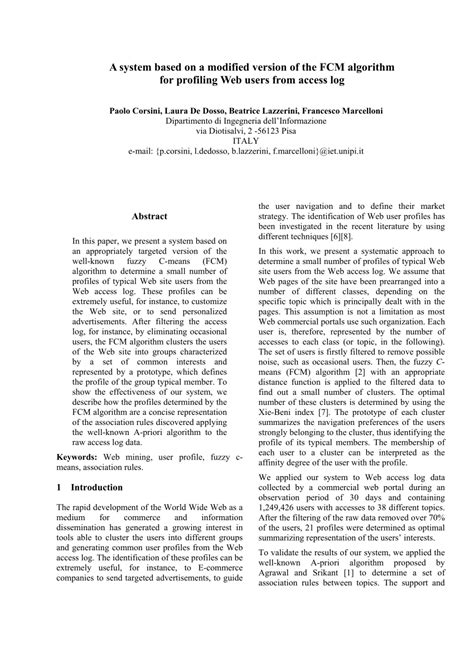 pdf a system based on a modified version of the fcm algorithm for