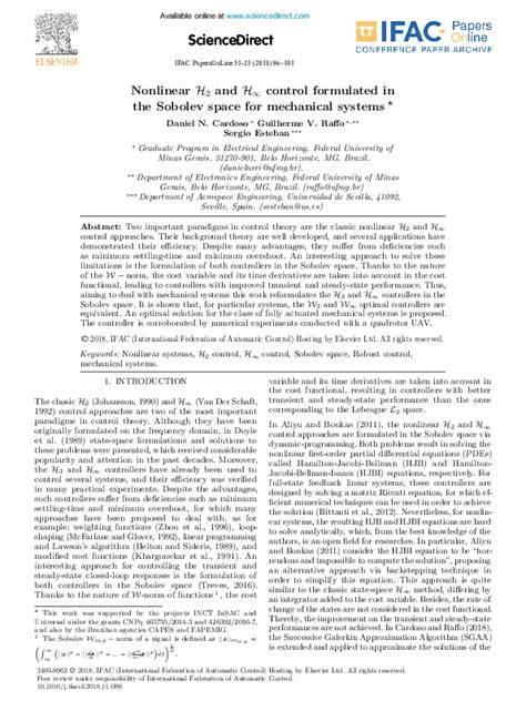 Pdf Nonlinear H And H∞ Control Formulated In The Sobolev Space For