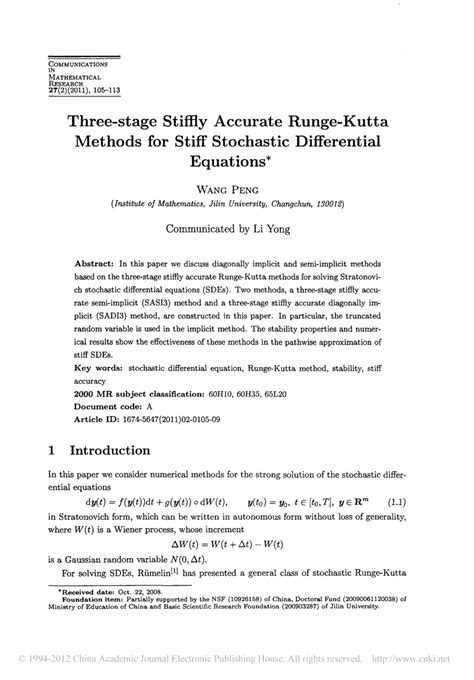 Pdf Three Stage Stiffly Accurate Runge Kutta Methods For Stiff