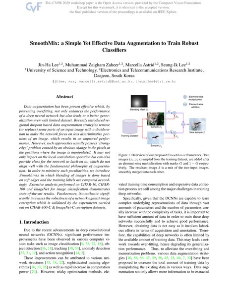Pdf Smoothmix A Simple Yet Effective Data Augmentation To Train Robust Classifiers