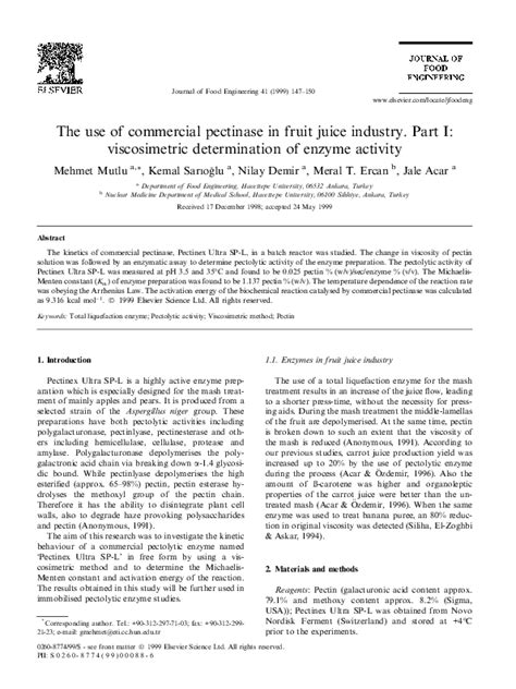 Pdf The Use Of Commercial Pectinase In Fruit Juice Industry Part 3