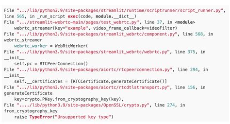 Key Type Error When Starting Video Feed In WSL2 Issue 1186 Whitphx