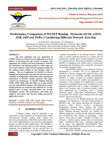 Pdf Performance Comparison Of Manet Routing Protocols Olsr Aodv