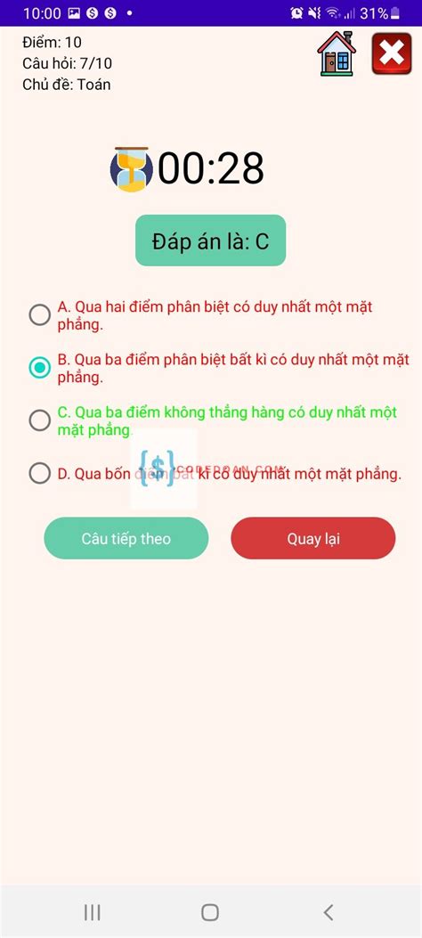 App android Quiz thi trắc nghiệm full chức năng sử dụng java csdl sqlite Sàn giao dịch source