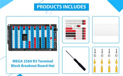 Geeekpi Mega 2560 R3 Terminal Block Breakout Board Hat With Reset
