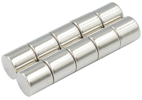 MOCNY MAGNES NEODYMOWY WALCOWY 10x10 ZESTAW 10 SZTUK MAGNESY