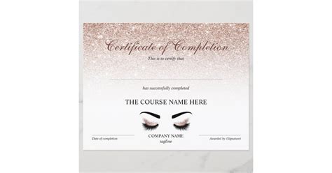 Certificate Of Completion Award Brows Lash Course Zazzle
