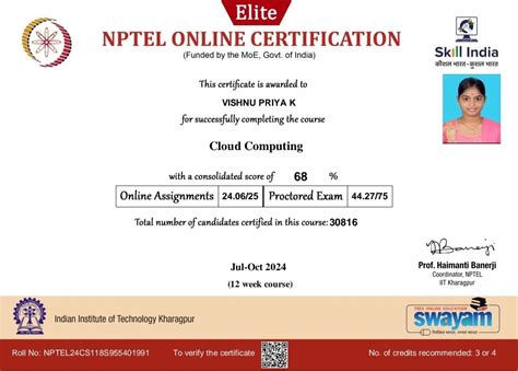 Vishnu Priya K On Linkedin Cloudcomputing Nptel Skilldevelopment