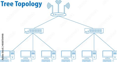 Tree Topology Diagram Icon It Is A Type Of Network Topology Stock