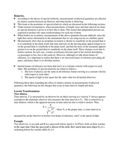 Relativity Pdf Pdf Special Relativity Mass