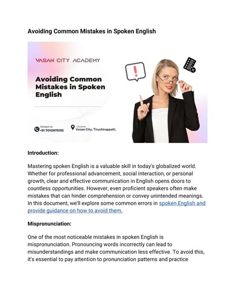 Ppt Avoiding Common Mistakes In Spoken English Powerpoint
