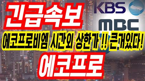 에코프로 주가전망 비엠이 시간외 상한가 대박 Youtube