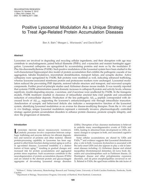Pdf Positive Lysosomal Modulation As A Unique Strategy To Treat Age