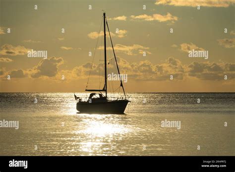 Hiddensee Near Monastery Sailing Ship At Sunset Mecklenburg Western