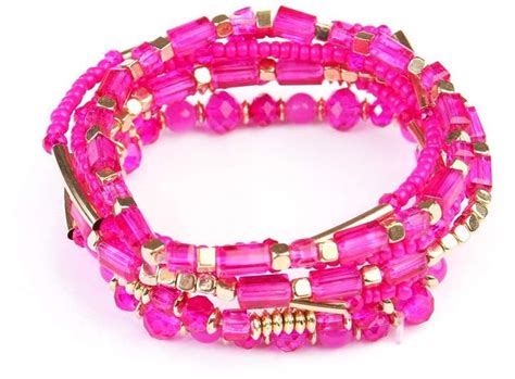 Riah Fashion Pink Beaded Stretch Bracelet Stretch Bracelets Beaded