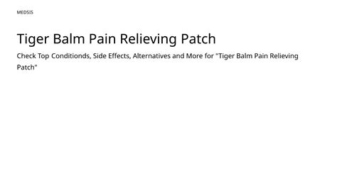 Tiger Balm Pain Relieving Patch Medsis