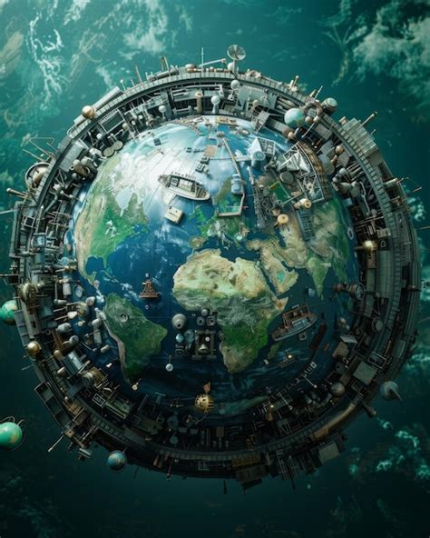 Premium Photo Futuristic Earth Space Station In Orbit