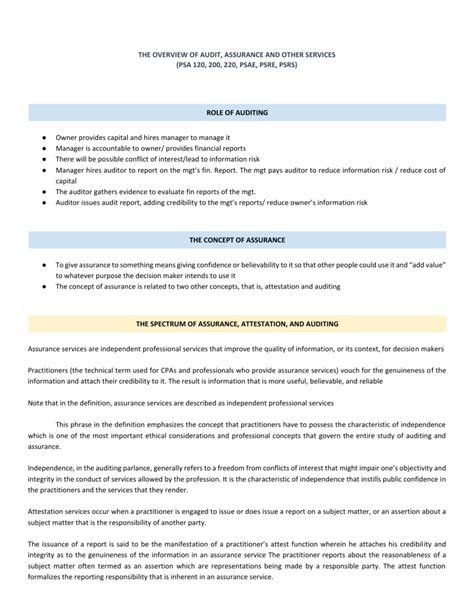 Audit Assurance And Other Services Overview