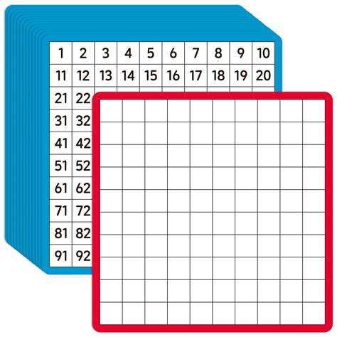 Snapklik 12 Pcs Dry Erase Math Hundreds Chart Double Sided