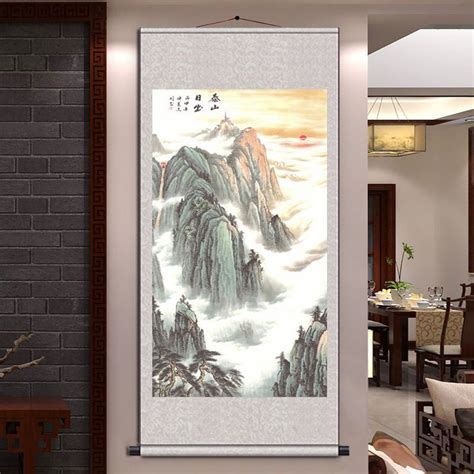 字畫客廳掛畫墻面豎版山水靠山風景裝飾畫新款背景墻書法卷軸國畫有影好 蝦皮購物